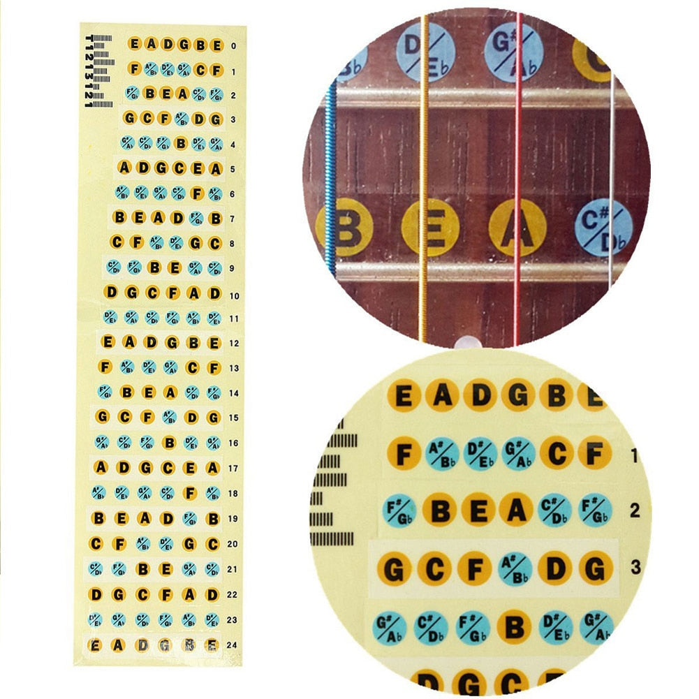 2Pcs Guitar Fretboard Stickers 6 String Note Labels Guitars Fret Scale ...