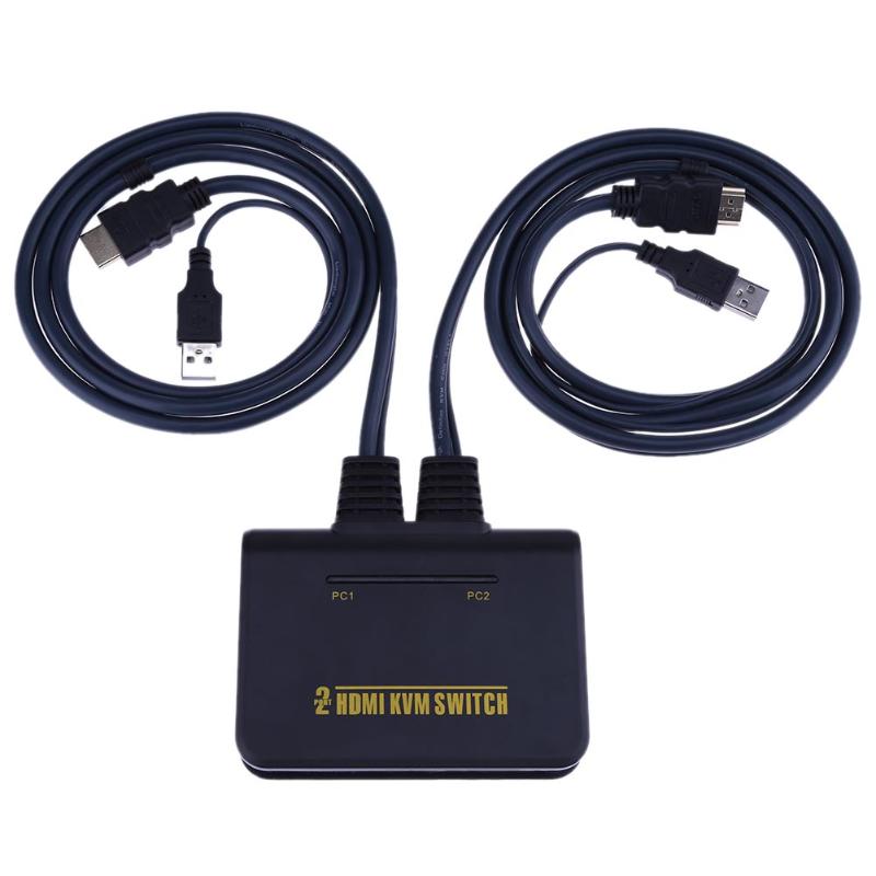 USB HDMI KVM Switch 2 Port USB HDMI KVM Switch with Cable for Dual ...