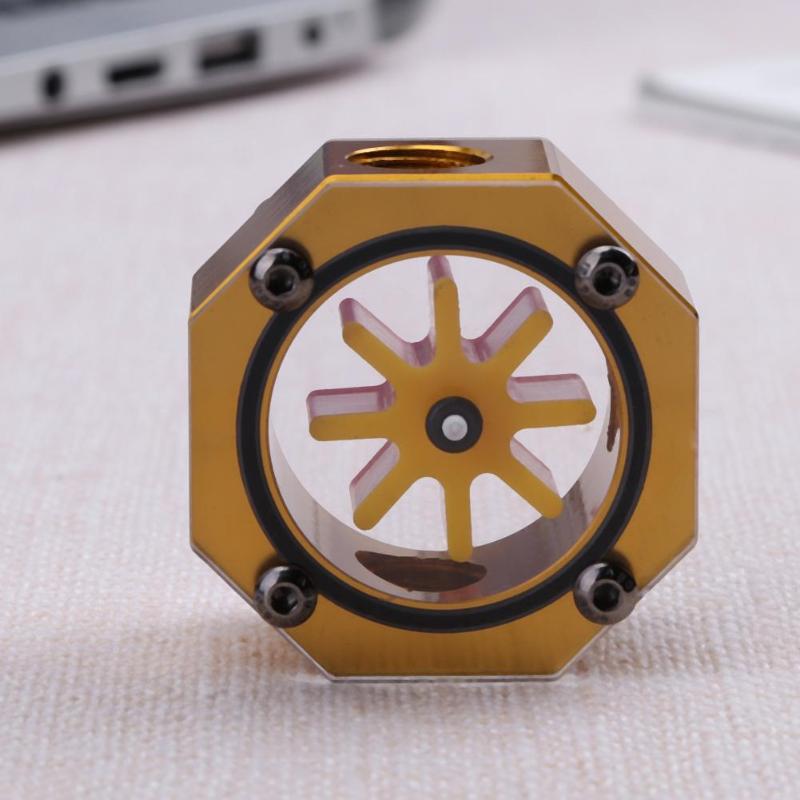 G1/4 Thread Water Cooling Flow Meter 6-Leaves Impeller Metal water flow ...